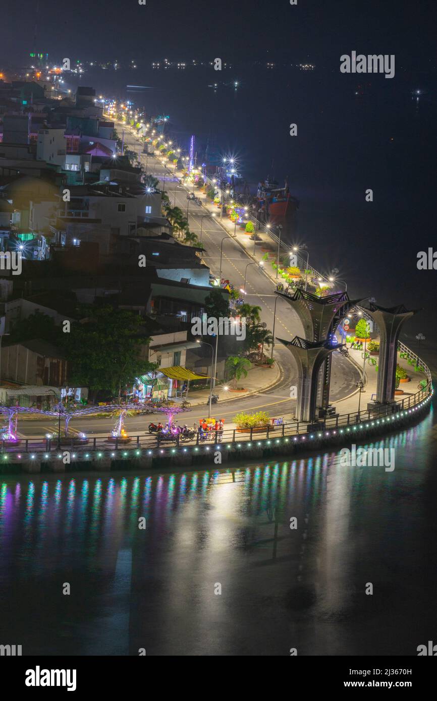 Tien Giang province, Vietnam -12 Mar 2022: View of My Tho city, Tan ...