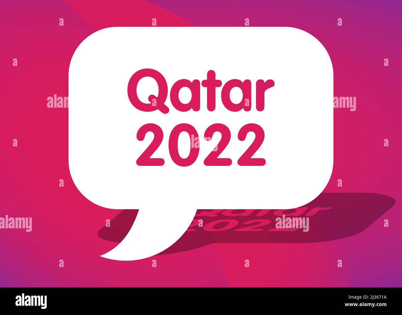 Qatar 2022 written in a white speech bubble, on purple background Stock ...