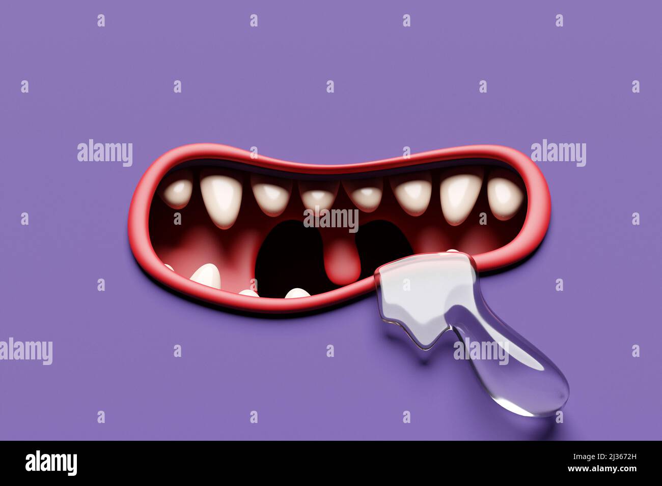 3D illustration fantasy toothy mouth in bright colors. Mouth of ...