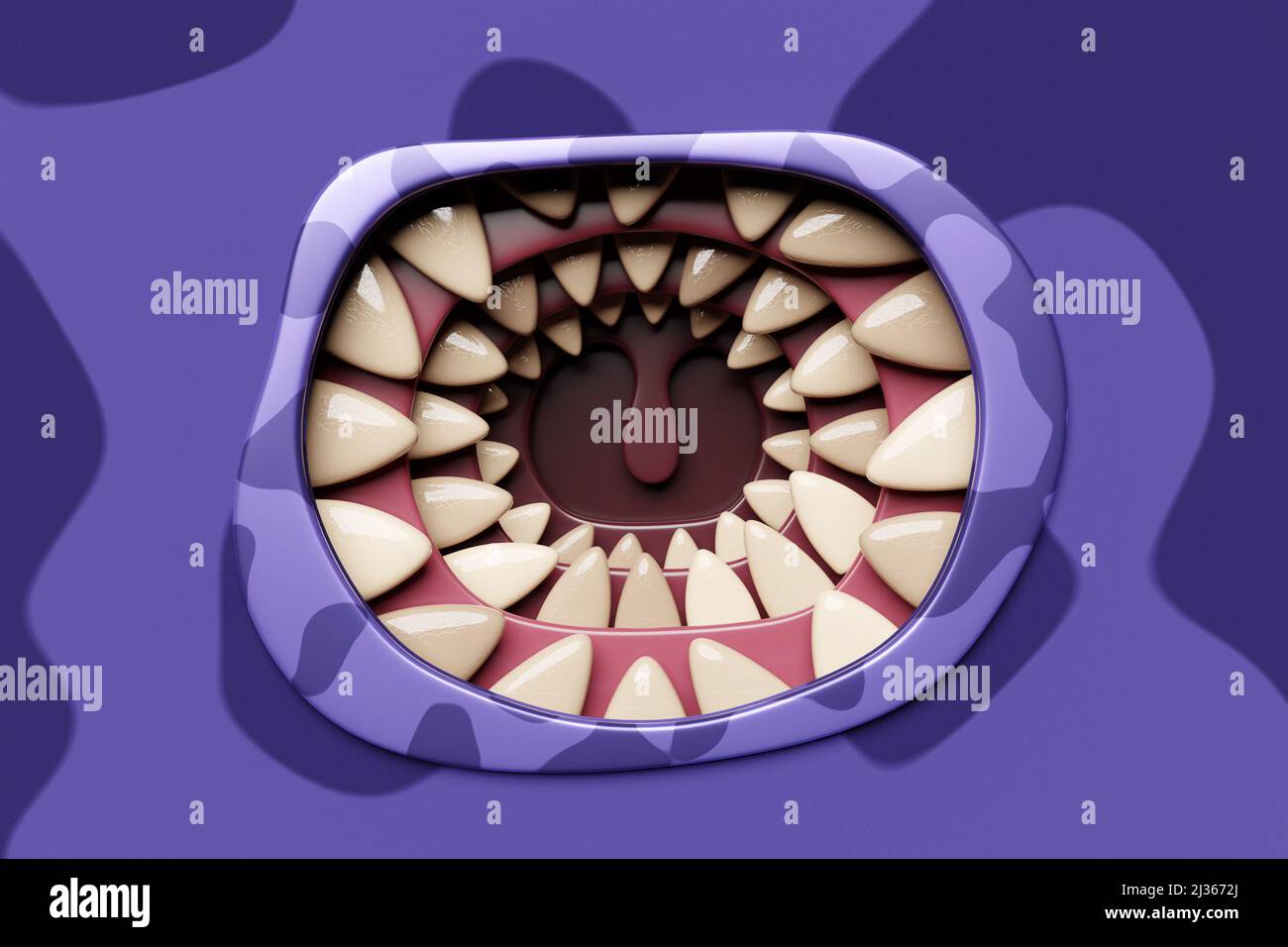 3D illustration fantasy toothy mouth in bright colors. Mouth of ...