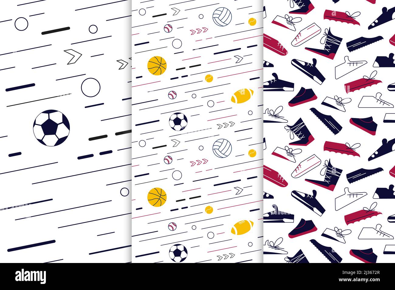 Set of seamless pattern from sport equipment and dynamics lines Stock ...