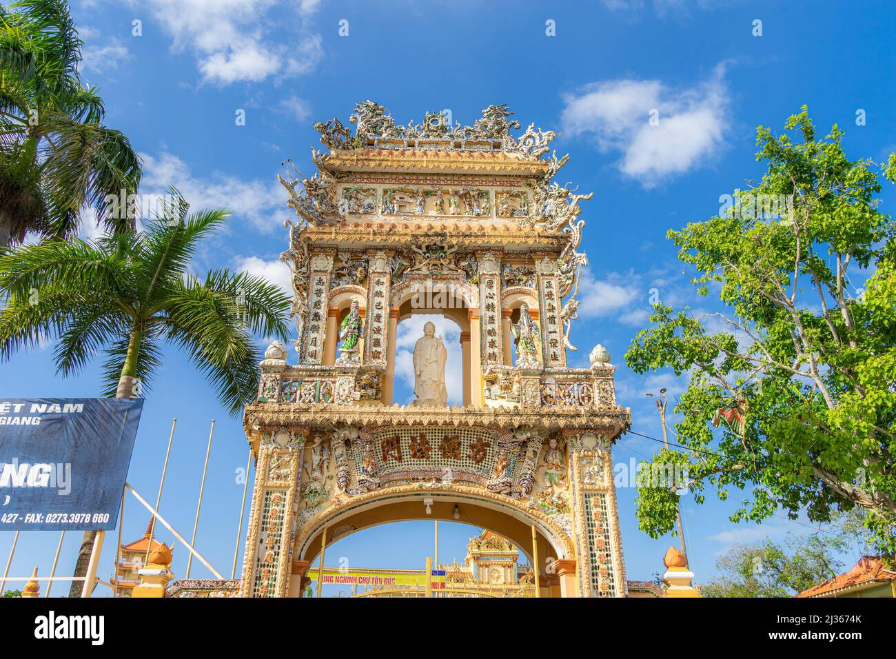 Beautiful day in Vinh Trang Pagoda in My Tho city, the Mekong Delta ...