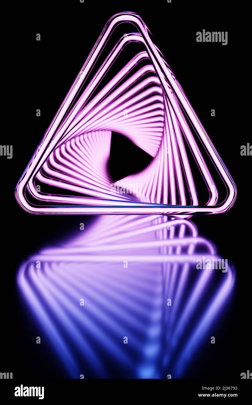 3D illustaration of a pink light triangle. Fantastic cell.Simple ...