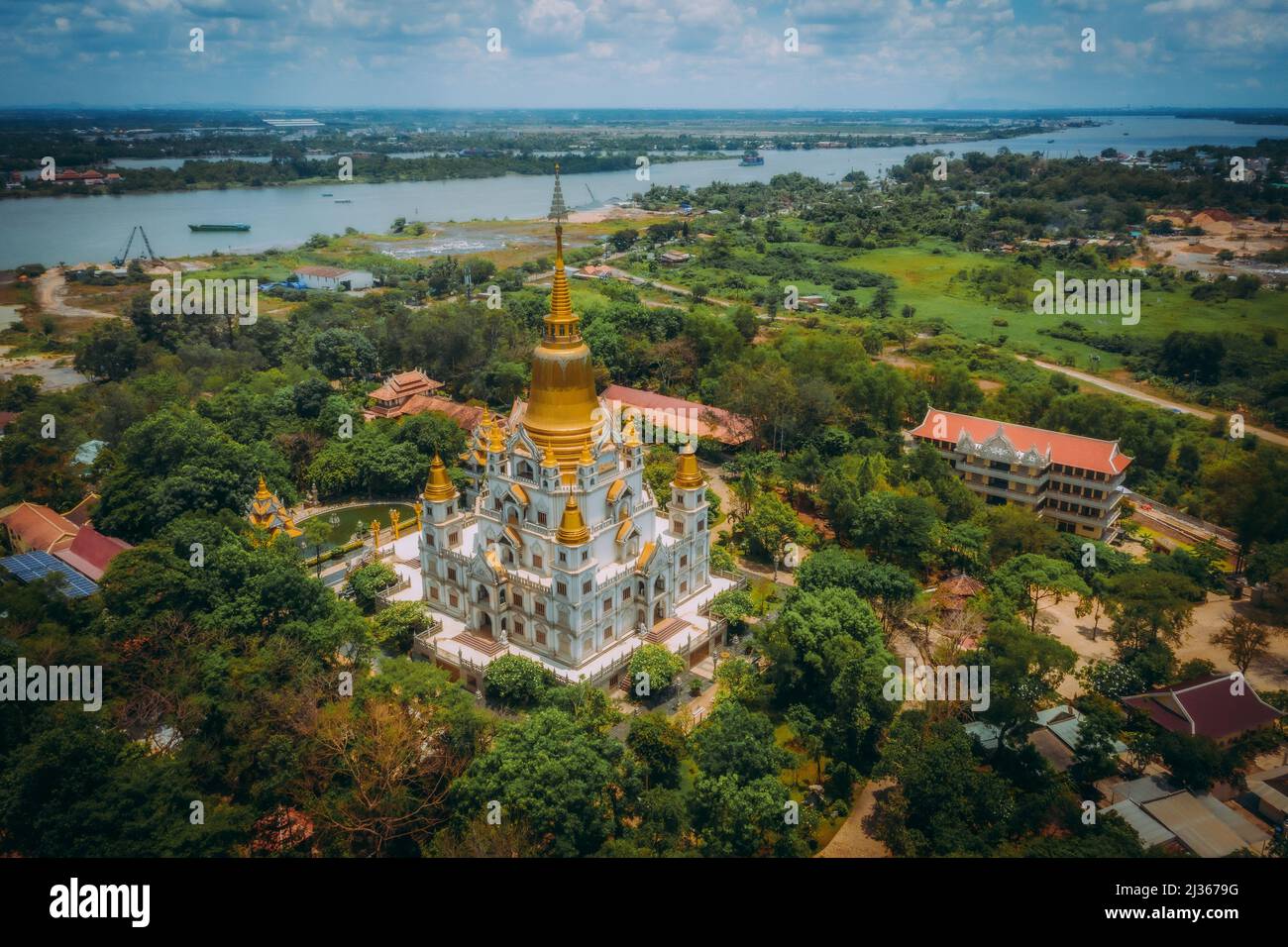 Aerial view of Buu Long Pagoda in Ho Chi Minh City. A beautiful ...