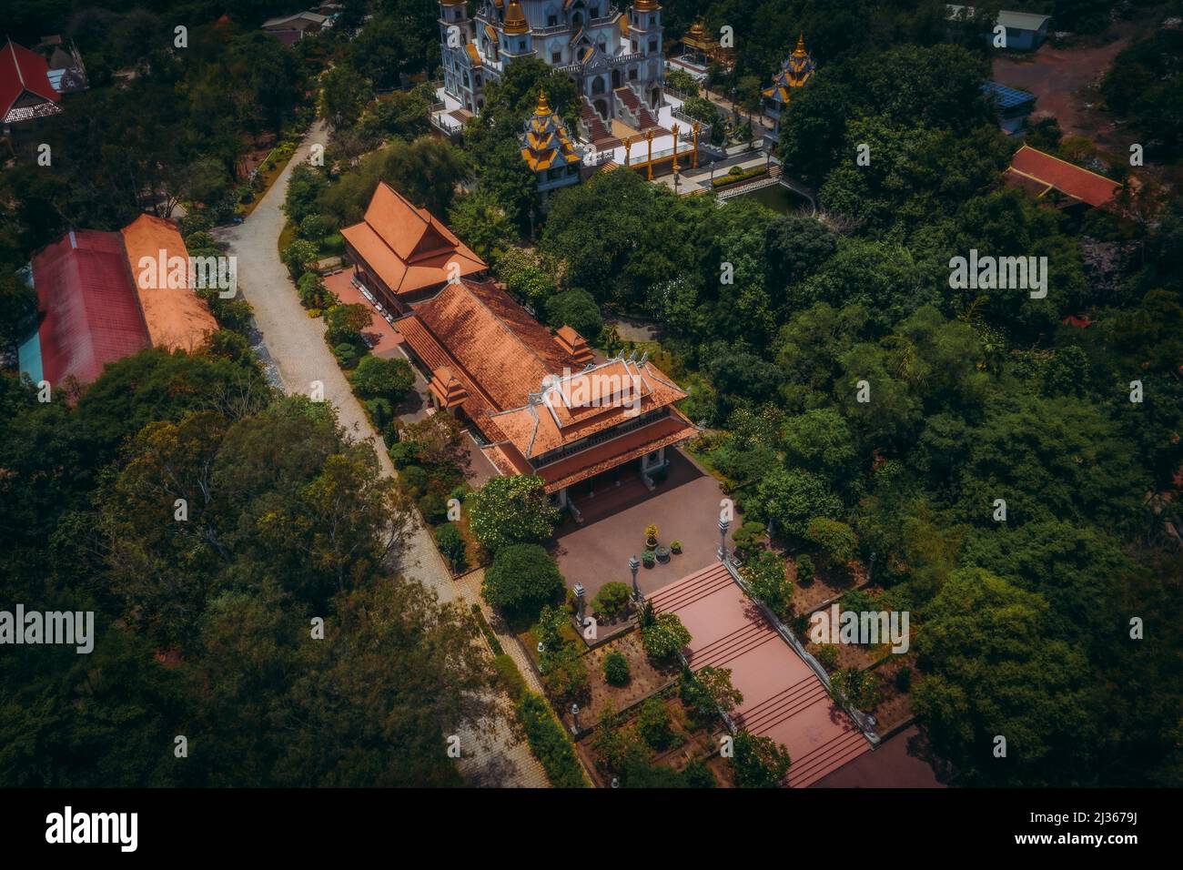Aerial view of Buu Long Pagoda in Ho Chi Minh City. A beautiful ...