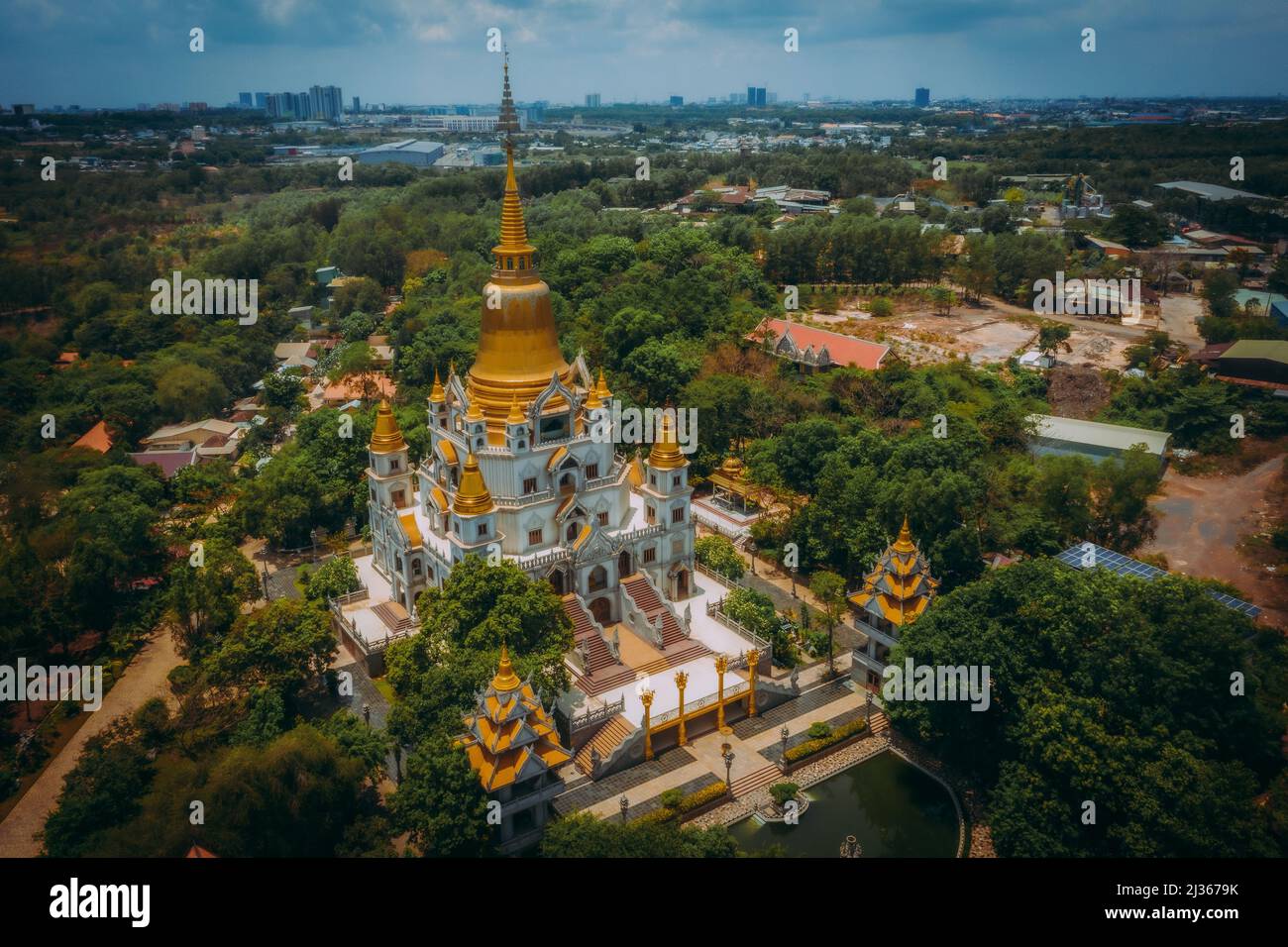 Aerial view of Buu Long Pagoda in Ho Chi Minh City. A beautiful ...