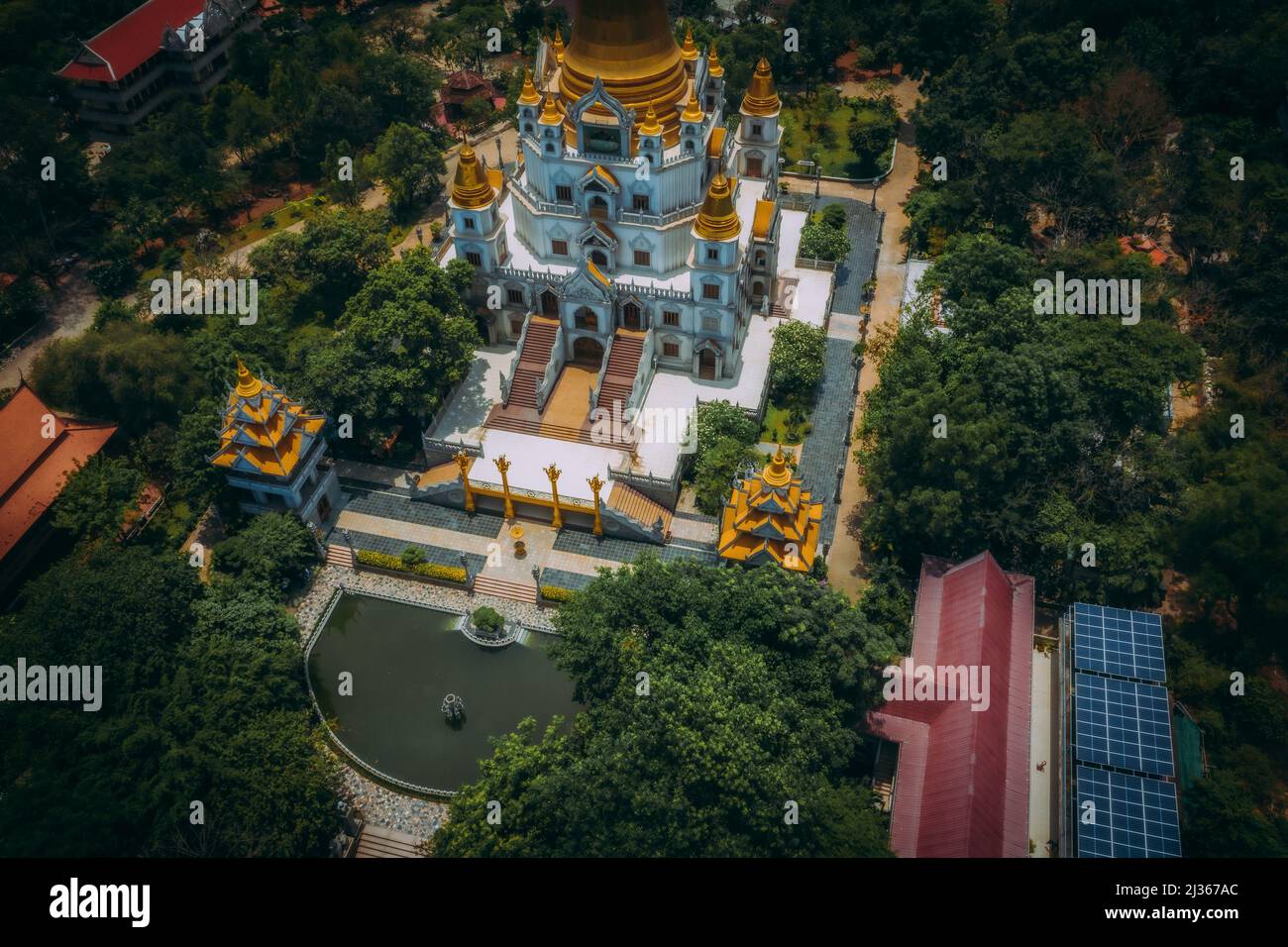 Aerial view of Buu Long Pagoda in Ho Chi Minh City. A beautiful ...