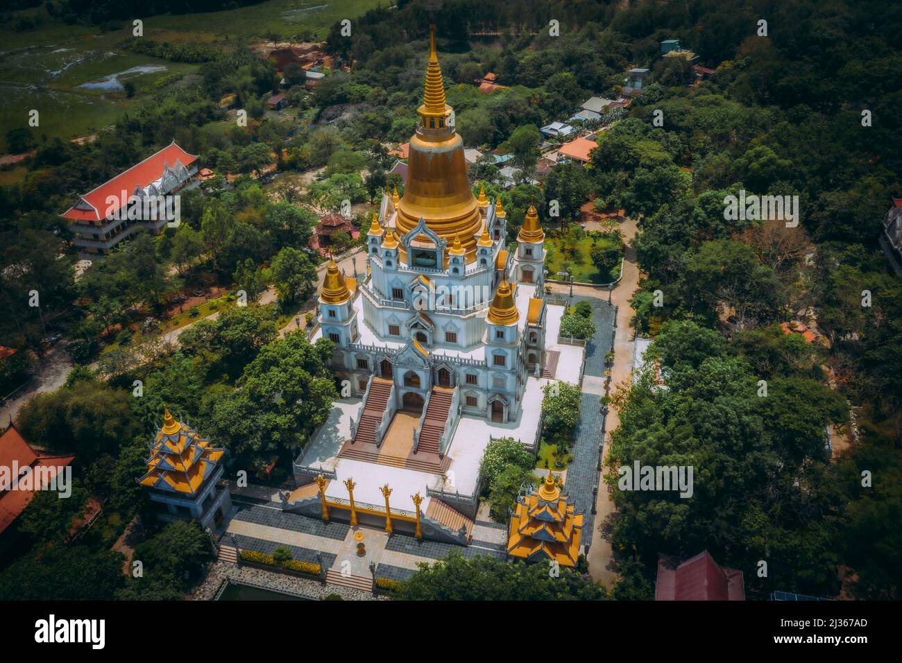 Aerial view of Buu Long Pagoda in Ho Chi Minh City. A beautiful ...