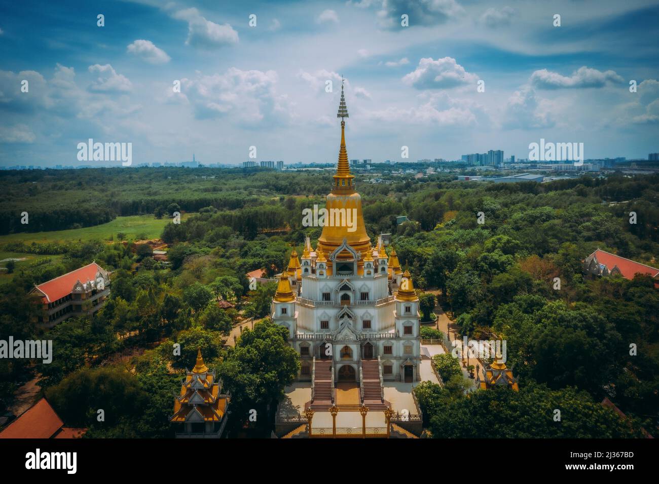 Aerial view of Buu Long Pagoda in Ho Chi Minh City. A beautiful ...