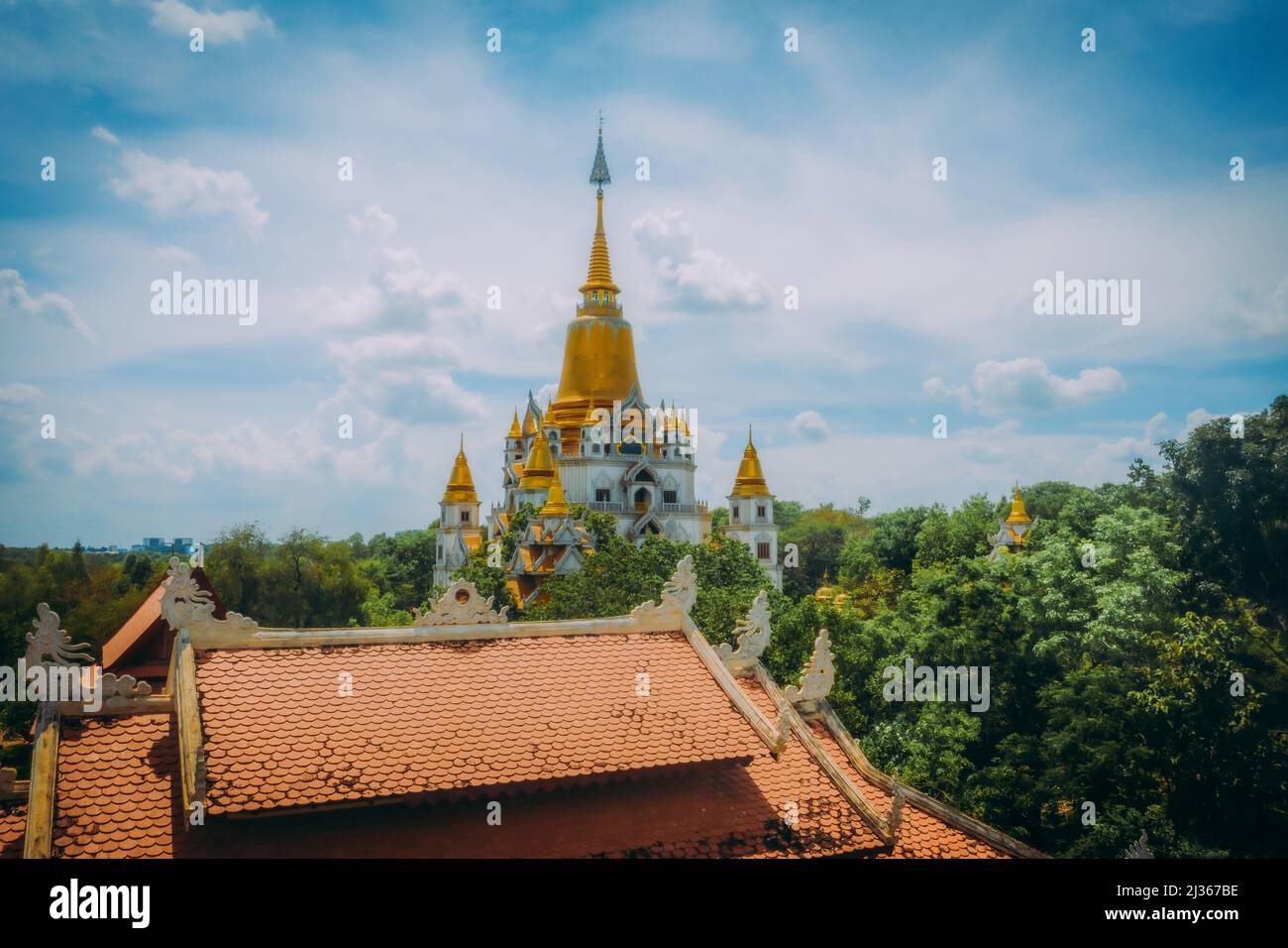 Aerial view of Buu Long Pagoda in Ho Chi Minh City. A beautiful ...
