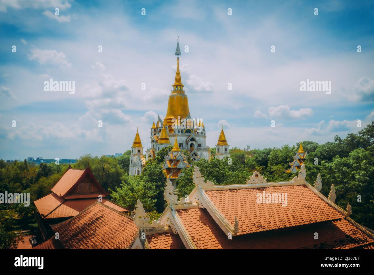 Aerial view of Buu Long Pagoda in Ho Chi Minh City. A beautiful ...