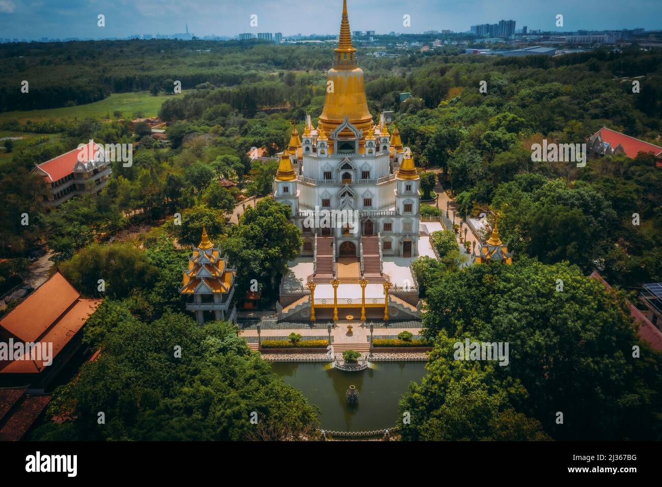 Aerial view of Buu Long Pagoda in Ho Chi Minh City. A beautiful ...