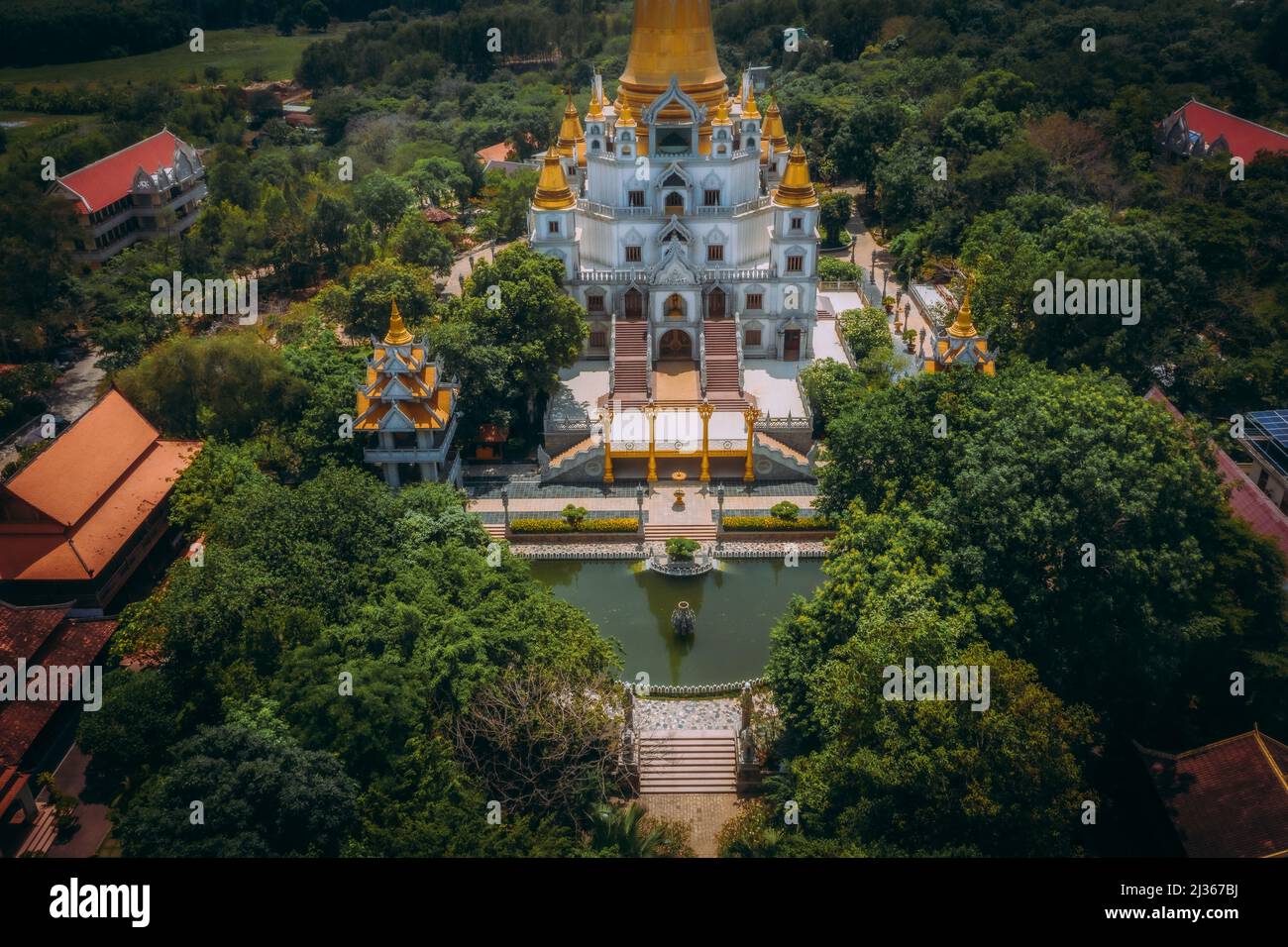 Aerial view of Buu Long Pagoda in Ho Chi Minh City. A beautiful ...