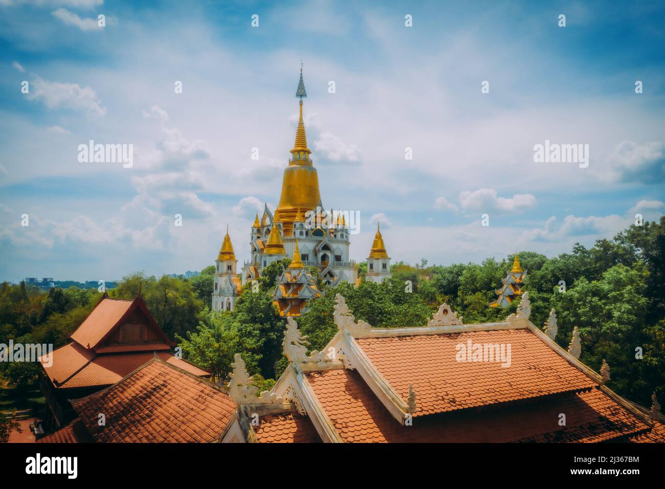 Aerial view of Buu Long Pagoda in Ho Chi Minh City. A beautiful ...