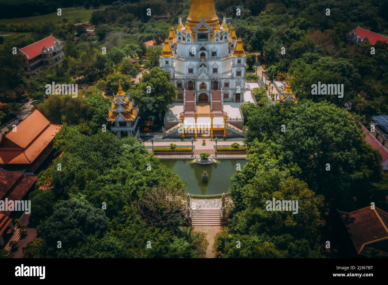 Aerial view of Buu Long Pagoda in Ho Chi Minh City. A beautiful ...