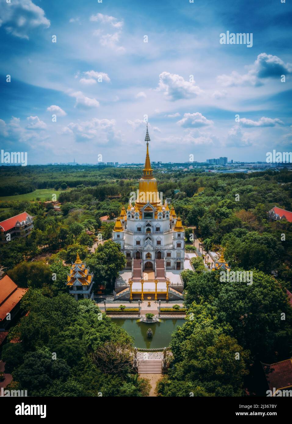 Aerial view of Buu Long Pagoda in Ho Chi Minh City. A beautiful ...
