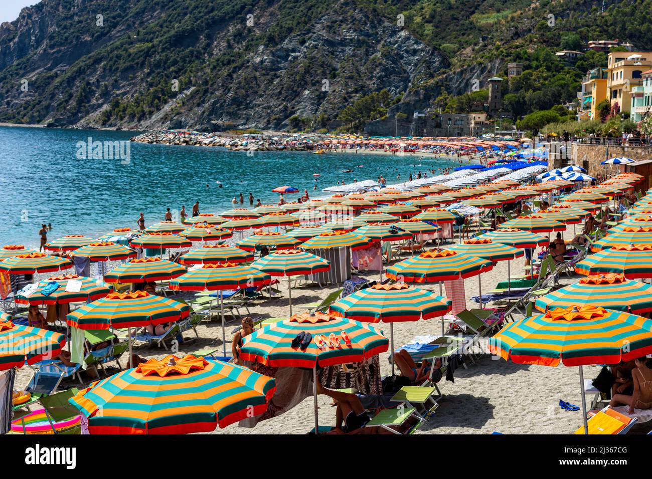 Monterosso, Italy - August 10, 2021: Spiaggia di Fegina beach at ...