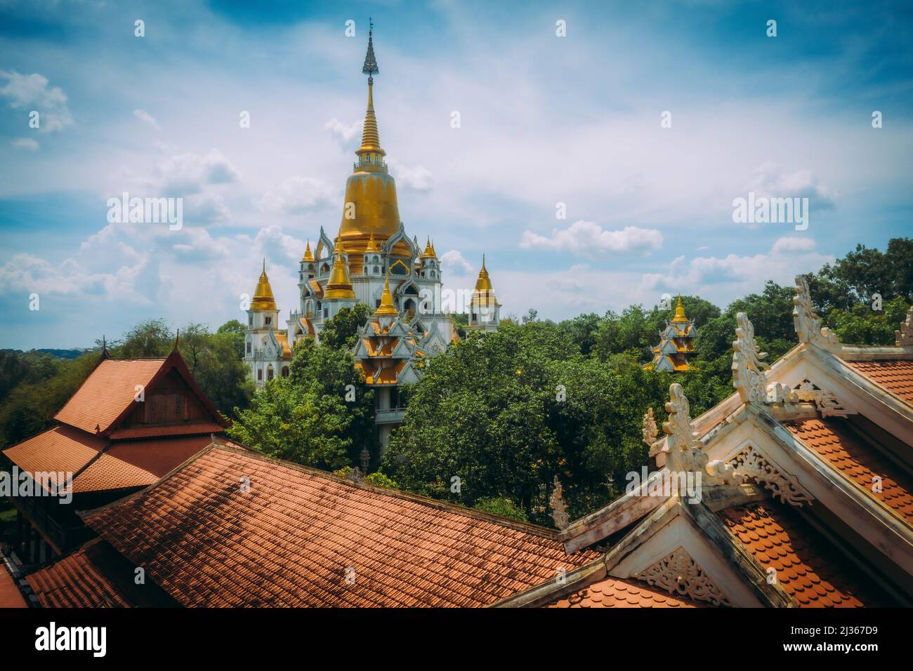 Aerial view of Buu Long Pagoda in Ho Chi Minh City. A beautiful ...