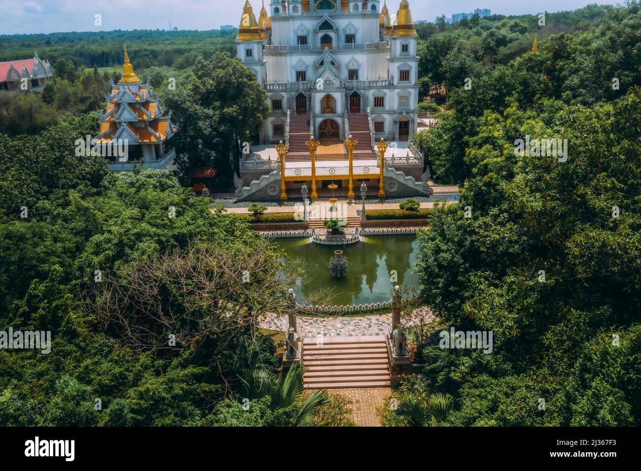 Aerial view of Buu Long Pagoda in Ho Chi Minh City. A beautiful ...