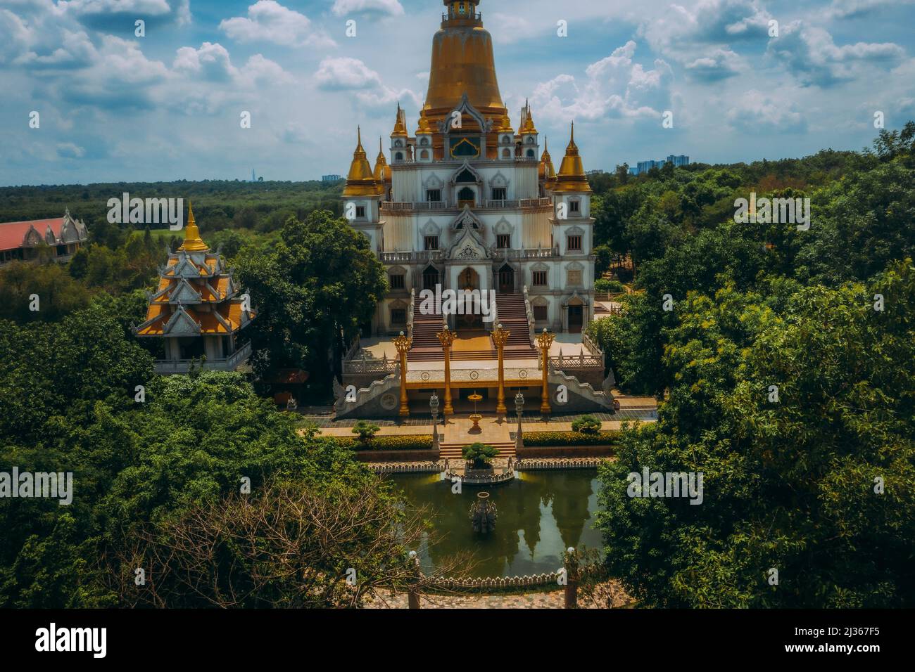 Aerial view of Buu Long Pagoda in Ho Chi Minh City. A beautiful ...