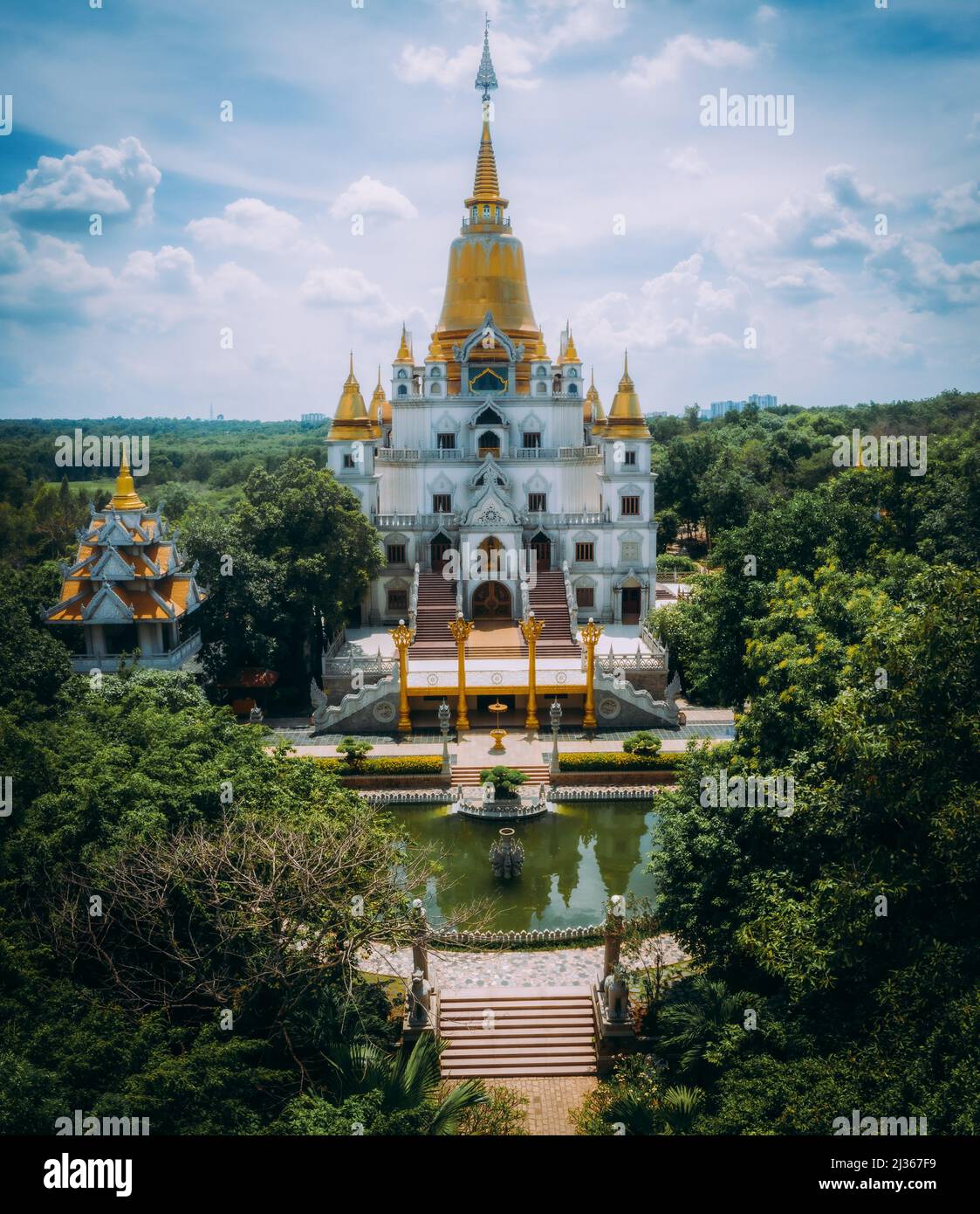Aerial view of Buu Long Pagoda in Ho Chi Minh City. A beautiful ...
