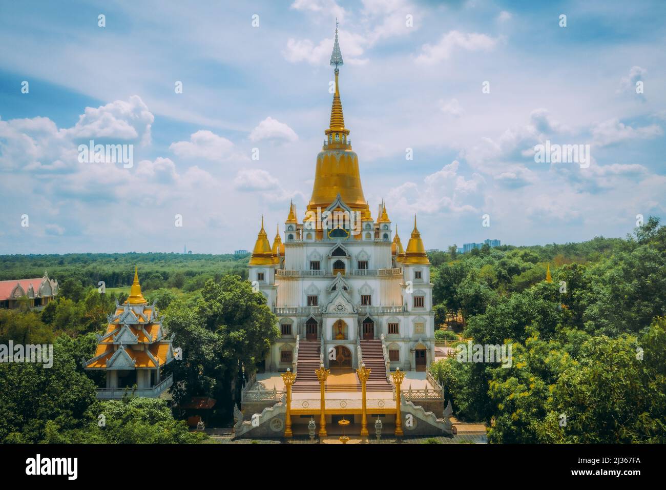 Aerial view of Buu Long Pagoda in Ho Chi Minh City. A beautiful ...