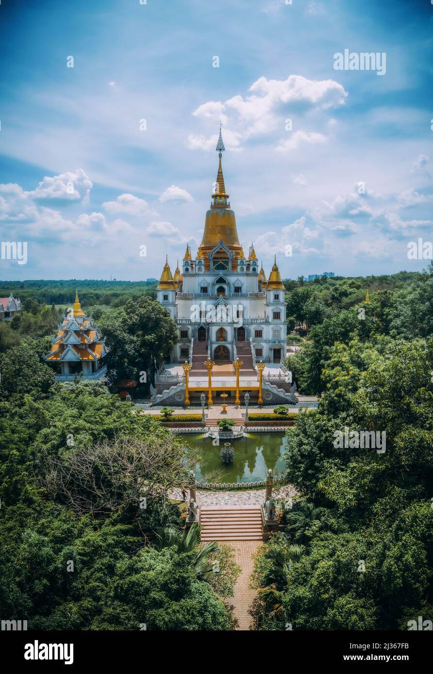 Aerial view of Buu Long Pagoda in Ho Chi Minh City. A beautiful ...
