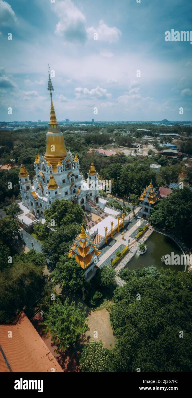 Aerial view of Buu Long Pagoda in Ho Chi Minh City. A beautiful ...
