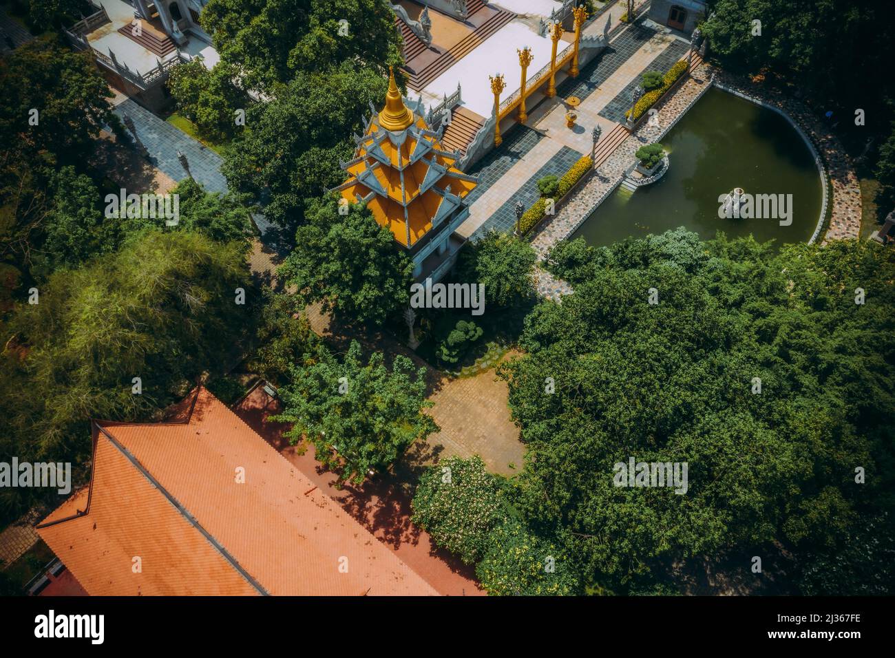 Aerial view of Buu Long Pagoda in Ho Chi Minh City. A beautiful ...