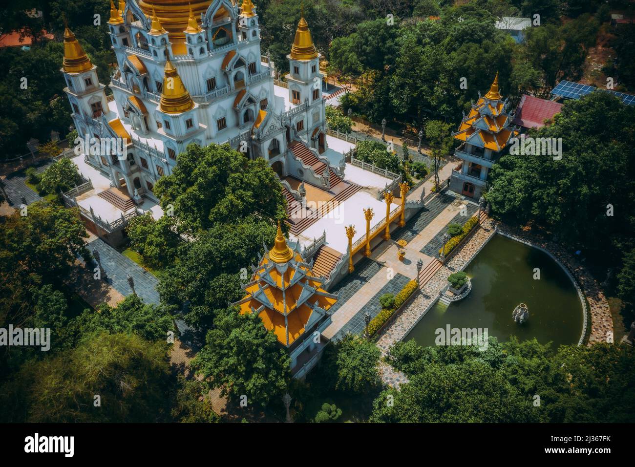 Aerial view of Buu Long Pagoda in Ho Chi Minh City. A beautiful ...