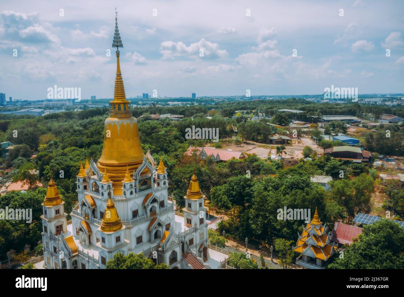Aerial view of Buu Long Pagoda in Ho Chi Minh City. A beautiful ...