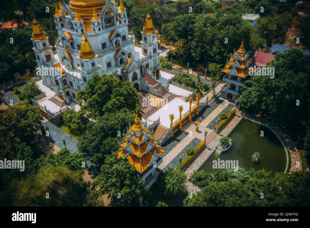 Aerial view of Buu Long Pagoda in Ho Chi Minh City. A beautiful ...