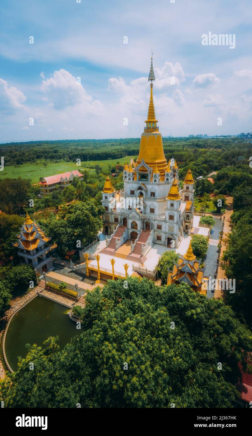 Aerial view of Buu Long Pagoda in Ho Chi Minh City. A beautiful ...