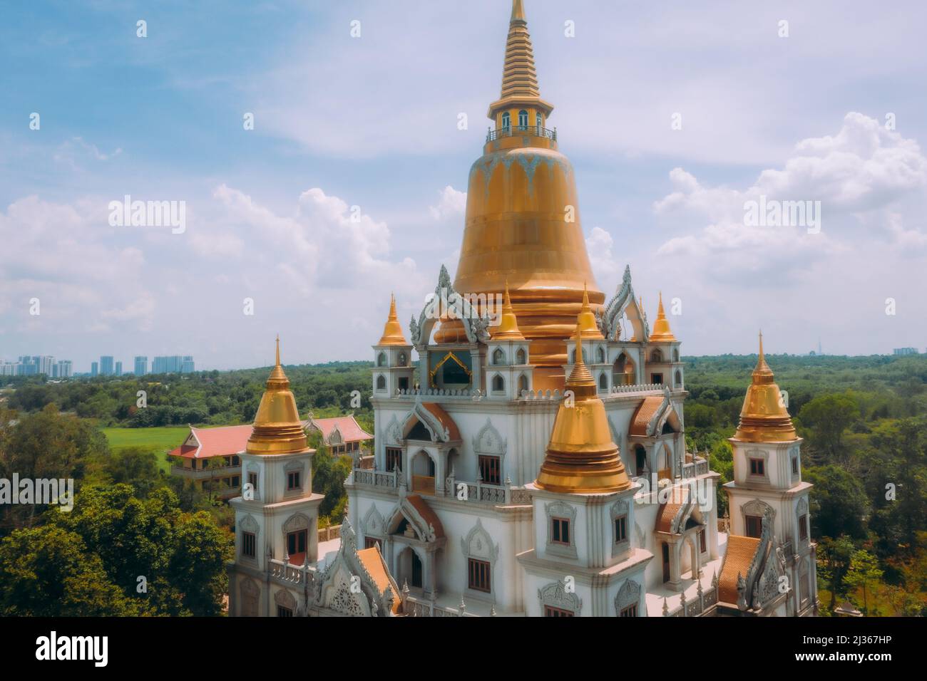 Aerial view of Buu Long Pagoda in Ho Chi Minh City. A beautiful ...
