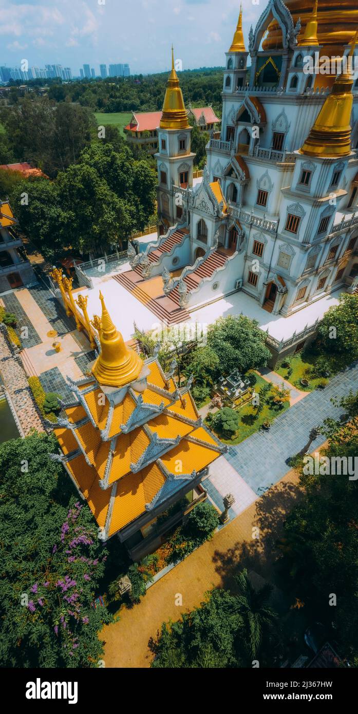 Aerial view of Buu Long Pagoda in Ho Chi Minh City. A beautiful ...
