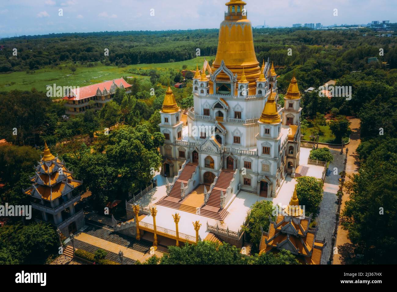 Aerial view of Buu Long Pagoda in Ho Chi Minh City. A beautiful ...