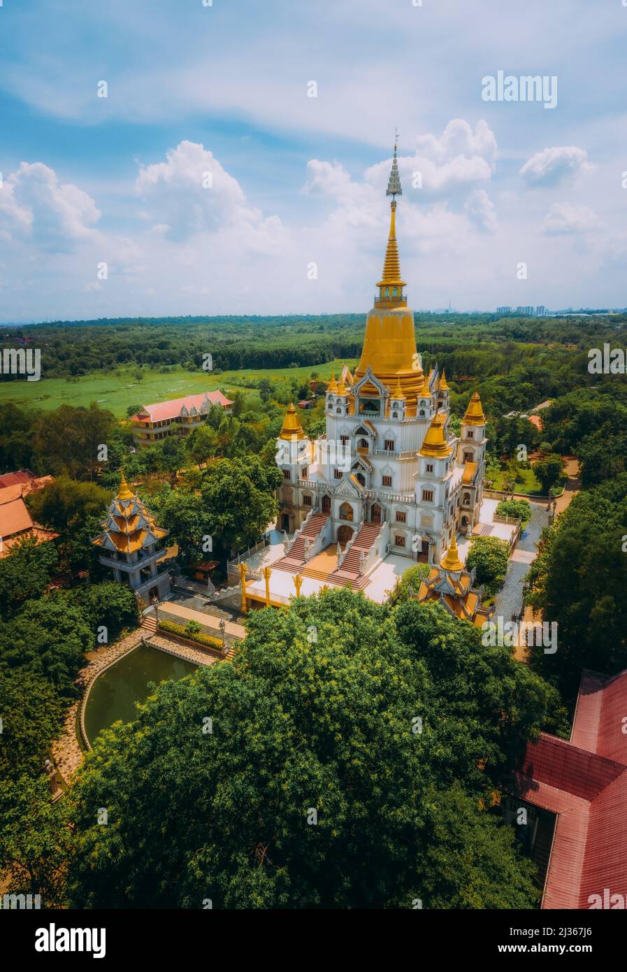 Aerial view of Buu Long Pagoda in Ho Chi Minh City. A beautiful ...