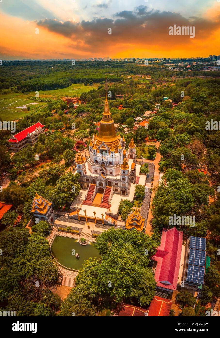 Aerial view of Buu Long Pagoda in Ho Chi Minh City. A beautiful ...