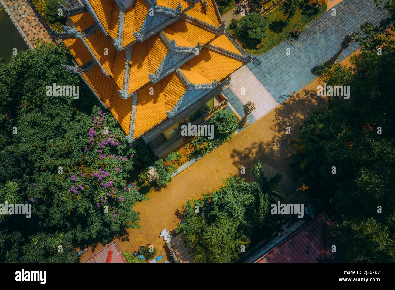 Aerial view of Buu Long Pagoda in Ho Chi Minh City. A beautiful ...