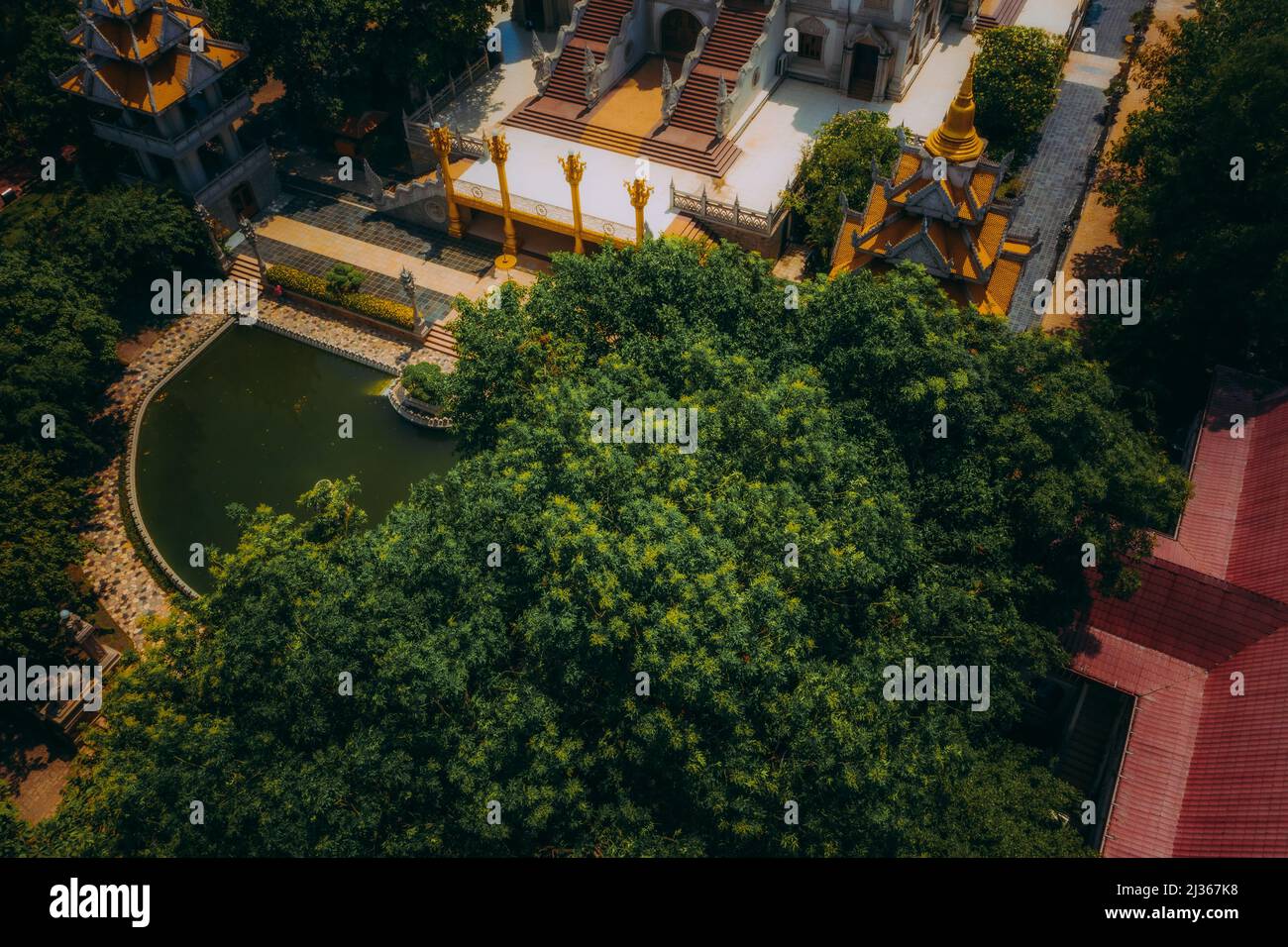 Aerial view of Buu Long Pagoda in Ho Chi Minh City. A beautiful ...