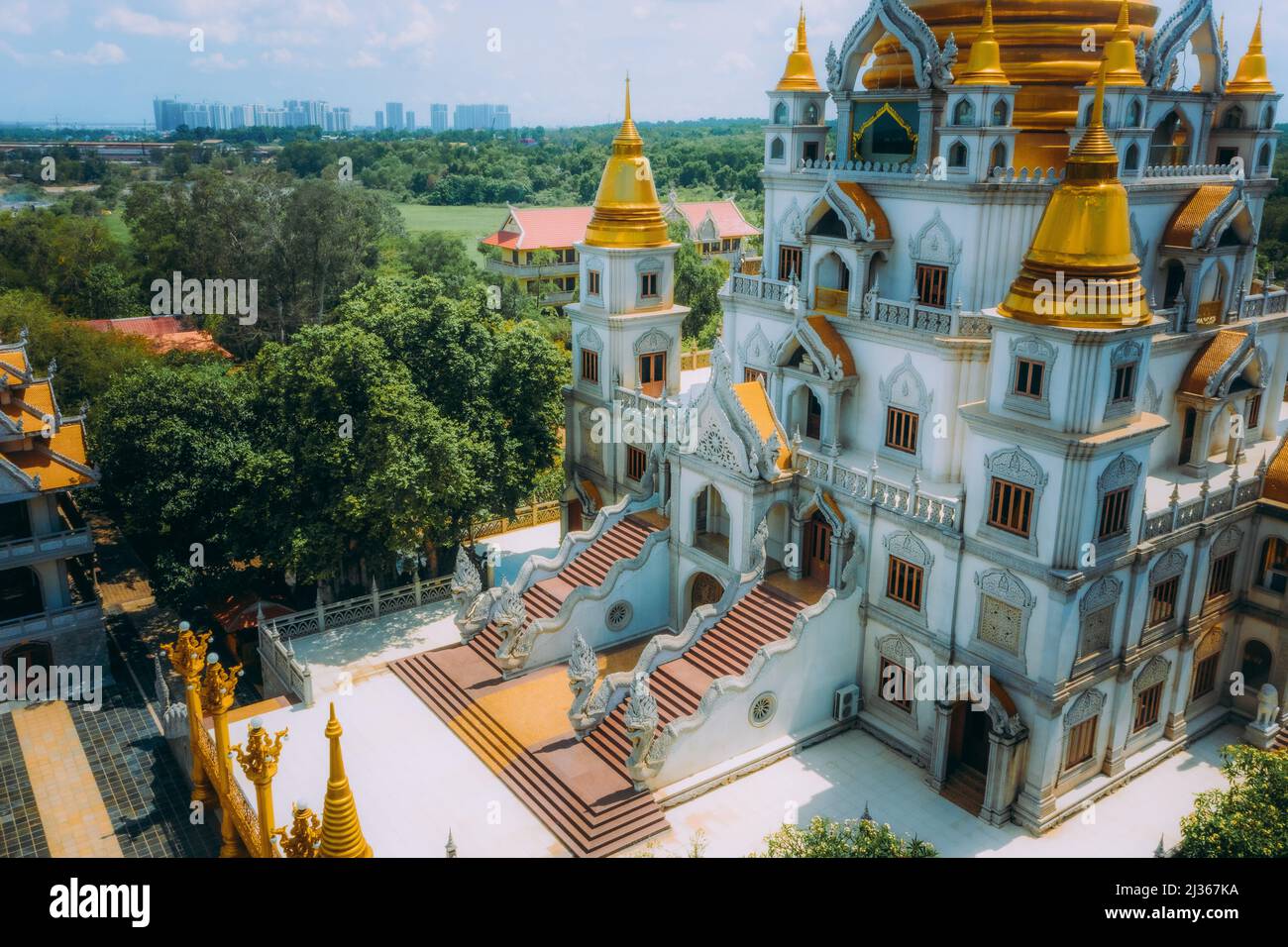 Aerial view of Buu Long Pagoda in Ho Chi Minh City. A beautiful ...