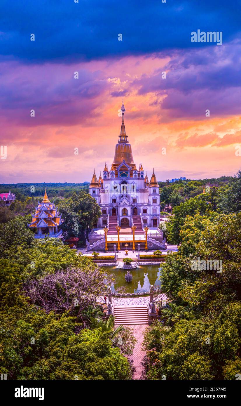 Aerial view of Buu Long Pagoda in Ho Chi Minh City. A beautiful ...
