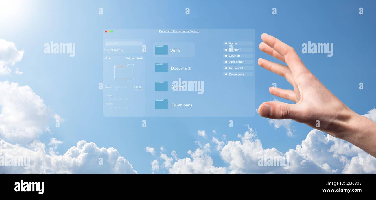 Document management concept. Virtual screen icons Document Management ...