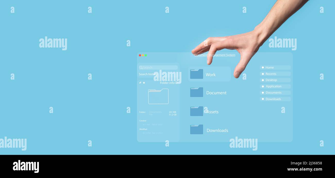 Document management concept. Virtual screen icons Document Management ...