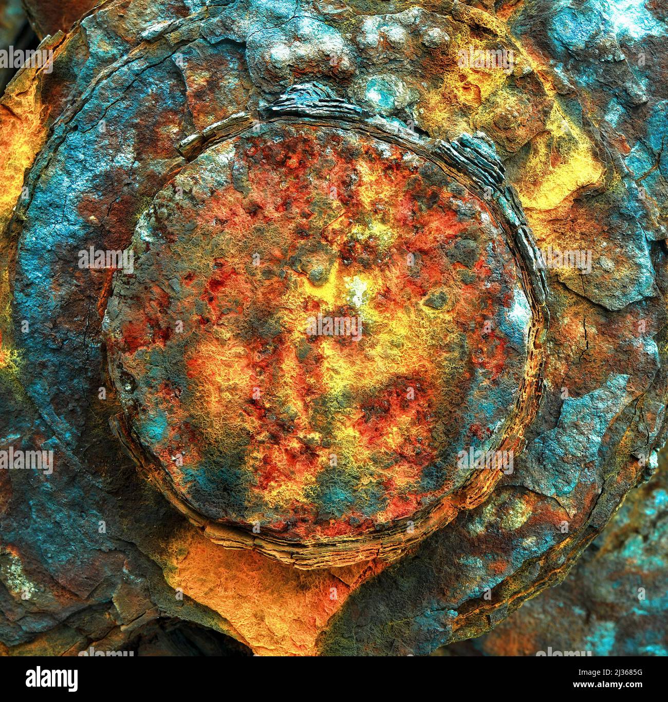 The beauty of rust. Artistic shot of an old, rusty-colored metal nut ...