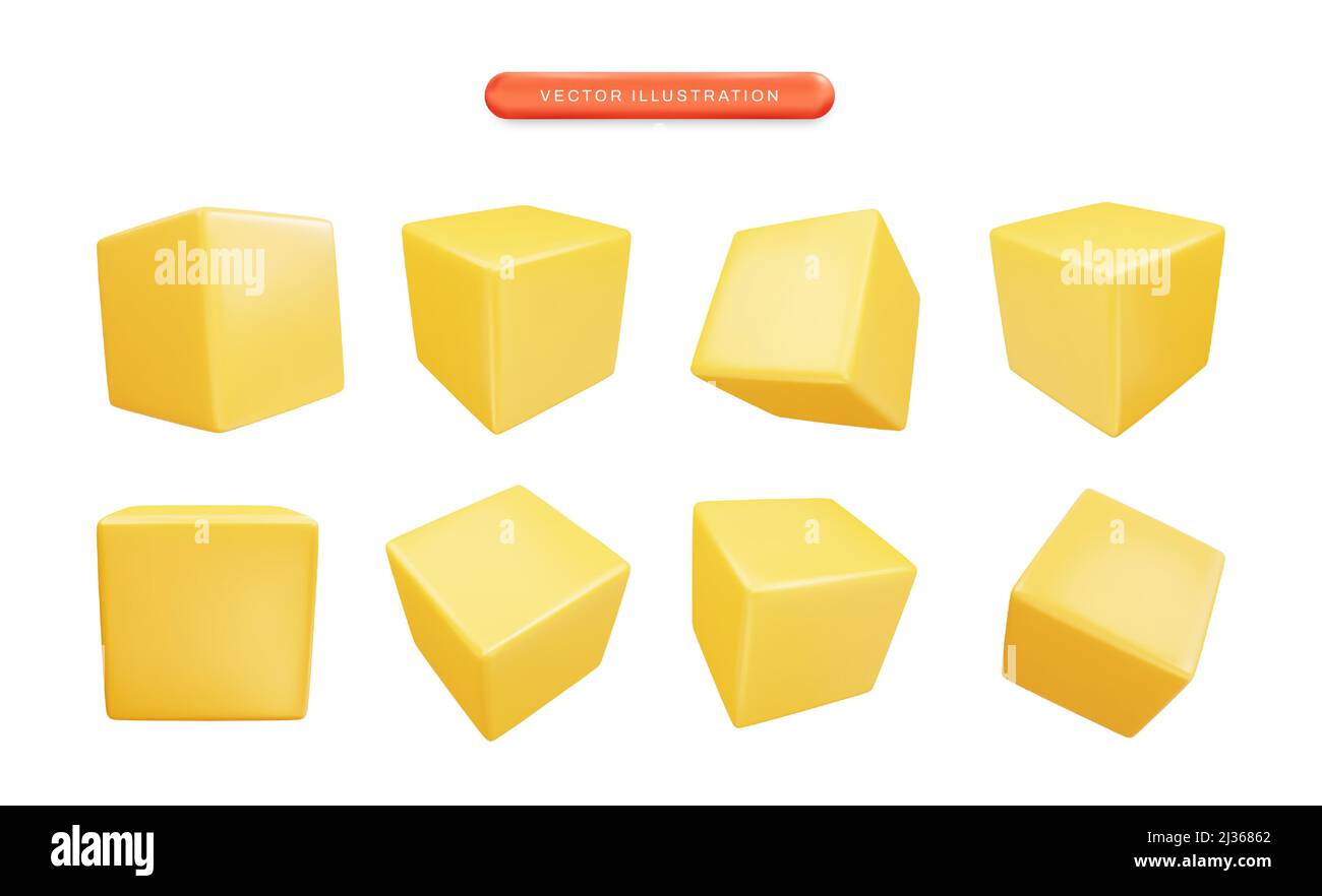 Cube geometrical shape realistic 3d vector illustration Stock Vector ...