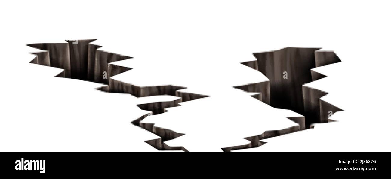 Ground cracks, earthquake cracking holes, ruined land surface crushed ...