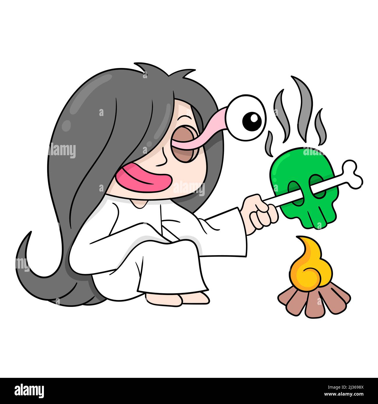 female monster ghost cooking skull Stock Vector Image & Art - Alamy