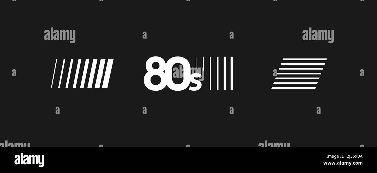 Set of retrowave design elements. 80s title, horizontal and vertical ...