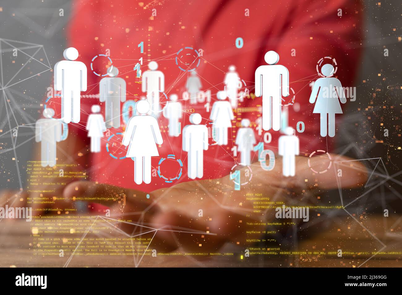 A 3d render of male fingers connecting conference Digital Network and ...